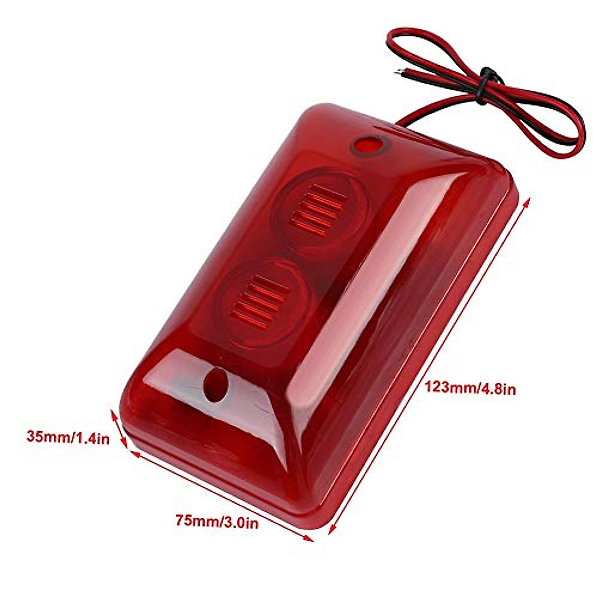 12V 15W Wired Strobe Siren,Sound and Light Alarm System,Sound Alarm Strobe Flashing Red Light 120dB for Home Security