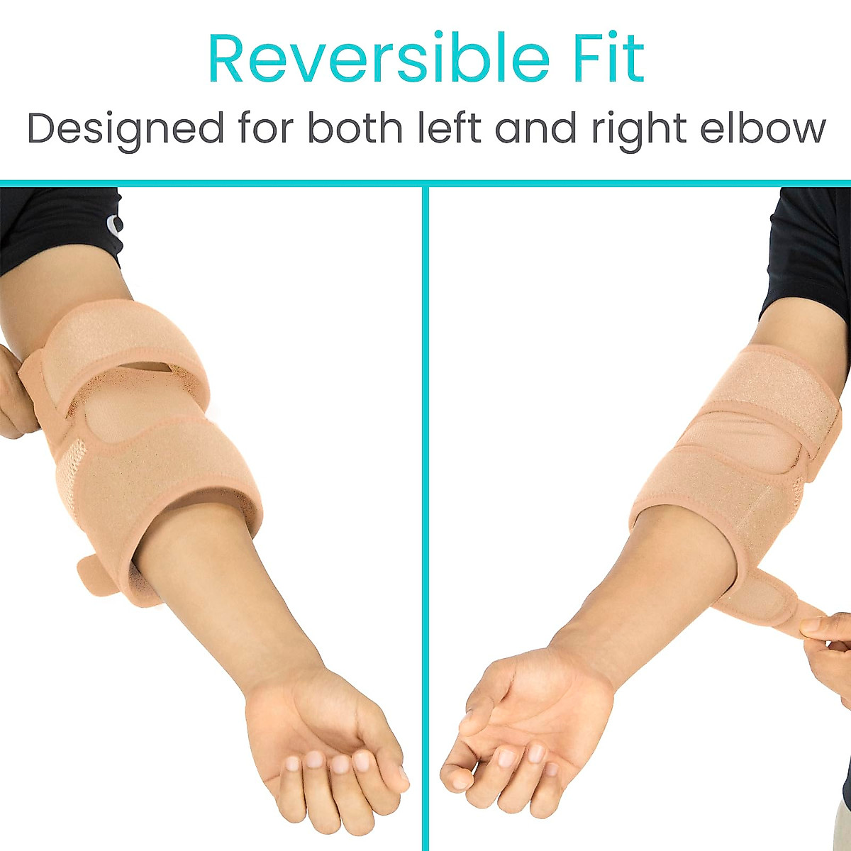 Vive Elbow Brace - Tennis Compression Sleeve - Wrap for Golfers, Bursitis, Left or Right Arm - Tendonitis Support Strap for Golf, Men and Women - Epicondylitis and Sports Recovery (Beige, Standard)