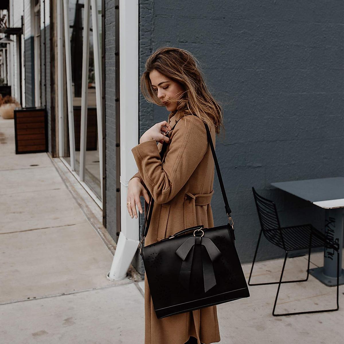 ECOSUSI Briefcase for Women Laptop Bag for Work Briefcase Crossbody Messenger Bags Vegan Leather Satchel Purse Fit 14 Inches Laptop, Black