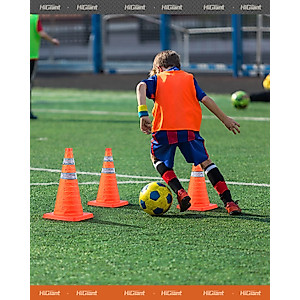 HiGiant [4 Pack] Collapsible Traffic Safety Cones 18'' inch, Orange Pop-up Cones with Reflective Collar, Caution Cones for Road Driving Practice and Parking Lot