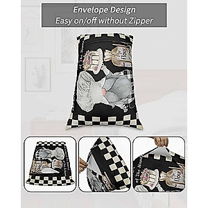 Edwiinsa Kitchen Chef Pillow Covers Standard Size Set of 2 20x26 Bed Pillow, Farmhouse Black Plaid Cake Dessert Cooking Plush Soft Comfort for Hair/Skin Cooling Pillowcases with Envelop Closure