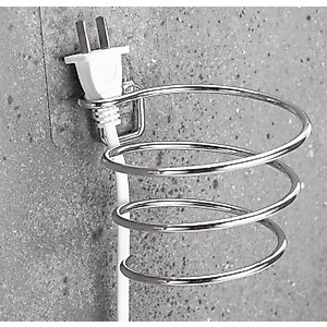 AKOAK Stainless Steel Hair Dryer Holder, Bathroom Wall Mounted Self-Adhesive Waterproof Hair Dryer Storage Holder - Suitable for Most Hair Dryers, Pack of 2
