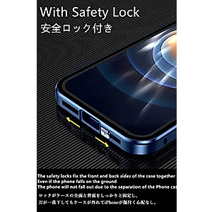 HENGHUI Lockable iPhone 14 Pro Max Magnetic Case Glass Case with Camera Lens Protector Screen Protector Safety Lock 360 Full Body Double Sided Glass Bumper Case Clear Cover (Gold)