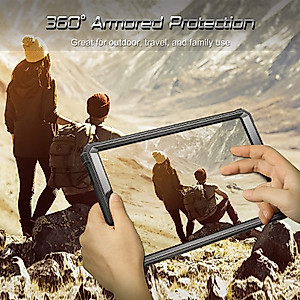 Fintie Shockproof Case for Samsung Galaxy Tab A7 Lite 8.7 Inch 2021 Model (SM-T220/T225/T227), Tuatara Rugged Unibody Hybrid Full Protective Bumper Kickstand Cover w/Built-in Screen Protector, Black