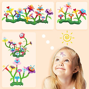 VERTOY Gifts for 3 4 5 6 Year Old Girls, Flower Garden Building Toys Set for Toddlers, STEM Preschool Activities and Gardening Pretend Playset, Stacking Game for Age 3+ Little Kids