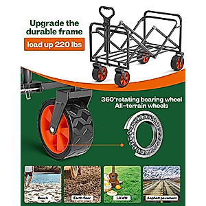 LOGARD Collapsible Folding Wagon,Heavy Duty Utility Beach Wagon Cart,Outdoor Camping Wagon