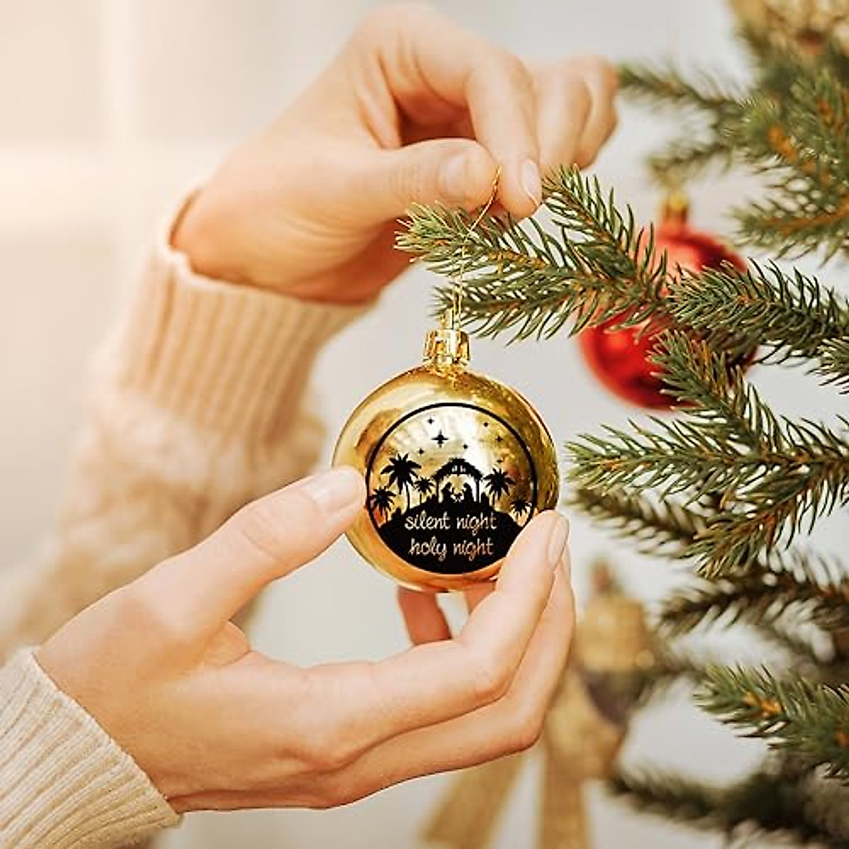 45 Pcs Christmas Words UV Decals for Christmas Ball Decor Inspired Holiday Letter Greeting Sticker Waterproof Ornament Sticker for Crafts Xmas Ball Bottle Decal Xmas Decoration(Classic)