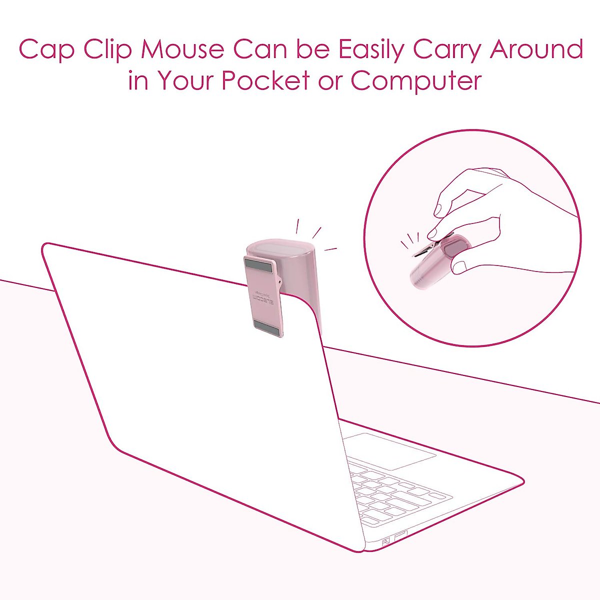 ELECOM Wireless CAPCLIP Bluetooth Mouse / Silent Click / 95% Reduction of Clicking Sounds / Pink /M-CC2BRSPN-G