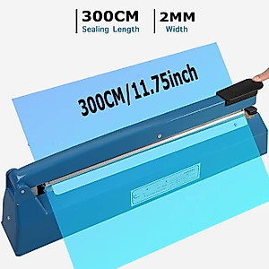 Impulse Heat Sealer Poly Bag Heat Sealer Sealing Machine Heat Seal Closer for Plastic Bags PE PP Bags with Extra Repair Kit (12 inch)