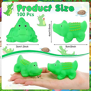 Lenwen 100 Pcs Rubber Crocodile Bath Toy Bulk Mini Alligator Toys Crocodile Bathtub Toys Float Squeak Toys for Summer Pool Parties Halloween Christmas Party Birthday Decoration, 2.8 x 1.3 x 1.3 Inch