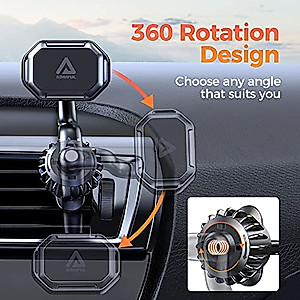 Magnetic Phone Holder for Car, ADIUPUL [Upgraded Clip] Magnetic Car Mount [360° Unobstructed] Magnet Phone Holder for Car, Magnet Phone Holder for Car Compatible with 4-6.7 inch Smartphone and Tablets
