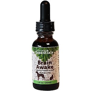 Animal Essentials Brain Awake for Dogs & Cats - Cognitive Support Supplement, Senior Support, Lion's Mane, Brain Health, Herbal Formula - 1 Fl Oz