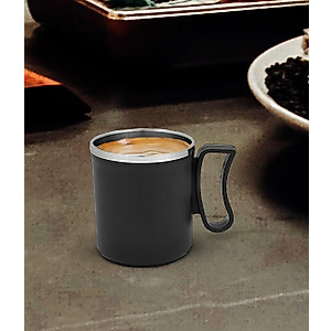 Dynore Stainless Steel Insulated 1 Pc Double Walled Plastic Covered Travel Tea/Coffee Mug with Lid- Black
