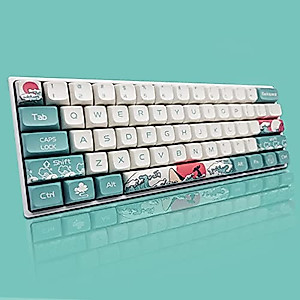 Custom Keycaps, XDA Profile PBT Keycaps, Japanese Ukiyo-e Coral Sea Style Keycaps for Mechanical Keyboards, Full 109 Key Set with 1.75u Shift Key (Coral Sea)