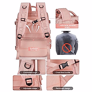 VGCUB Carry on Backpack,Large Travel Backpack for Women Men Airline Approved Gym Backpack Waterproof Business Laptop Daypack,Pink Large