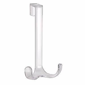 InterDesign Clarity Adjustable Over Door Double Organizer Hook for Coats, Hats, Robes, Clothes or Towels, Clear