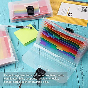 xutong 4 Pack Small Accordion File Organizer with 13 Pocket, A6 Size, Colorful Stylish Appearance, Made from Polypropylene Plastic, Practical and Portable