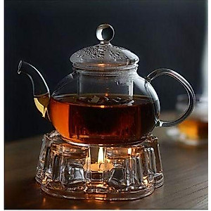 Sun's Tea Universal Solid Crystal Glass Teapot Warmer | Tea Warmer | Teapot Heating Base | Tealight Warmer- Candle Never Flames Out