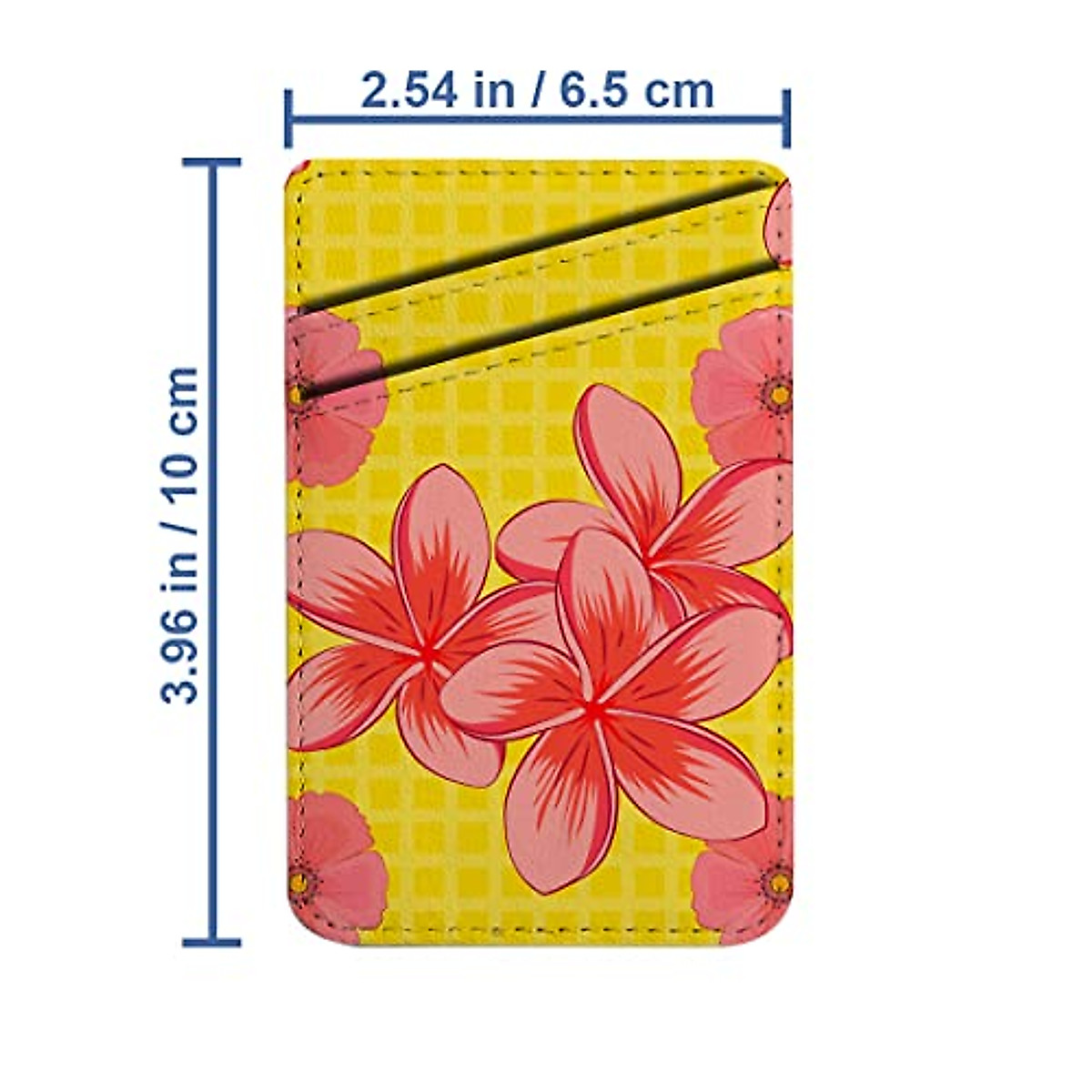 Diascia Pack of 2 - Cellphone Stick on Leather Cardholder ( Soft Watercolor Plumeria Flower Print Pattern Pattern ) ID Credit Card Pouch Wallet Pocket Sleeve