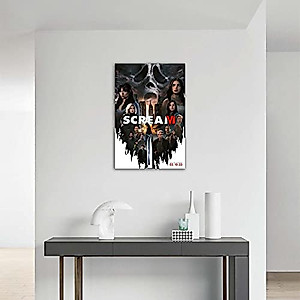 RONTIMOO 2023 Scream 6 Movie Poster Horror Movie Canvas Wall Art Modern Home Bedroom Decor Large Size Print Collection Mural Gift (Black,Canvas roll 12x18inch)