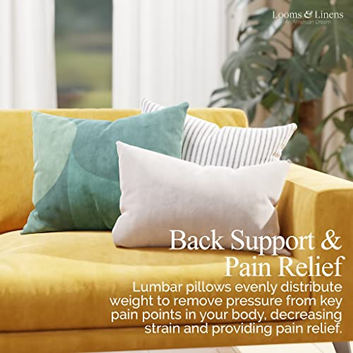 Looms & Linens Lumbar Boudoir Pillow Inserts Sham Pillow Stuffing Soft Poly Filling for Back Support and Home Decorative Throw Pillow Covers - 14x18 Pack of 1