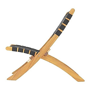 Barre 3PC Acacia Wood Outdoor Bistro Set Two Folding Chairs and 14 in. Table Weather-Resistant Conversation Set Sturdy Black Woven Poly Seats, Outdoor Furniture, Patio, Deck, Backyard