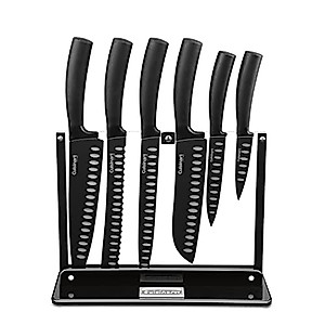 Cuisinart C77NS-7P Classic Nonstick Edge Collection 7-Piece Cutlery Knife Set with Acrylic Stand, Black