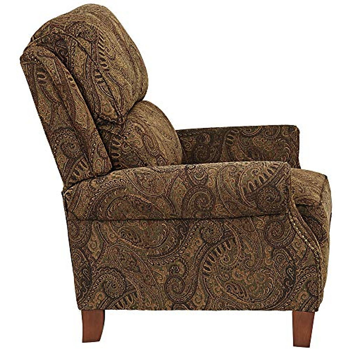 Kensington Hill Beaumont Warm Brown Paisley Patterned Recliner Chair Traditional Armchair Comfortable Push Manual Reclining Footrest Adjustable for Bedroom Living Room Reading Home Relax Office