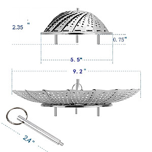 Vegetable Steamer Basket, Premium Stainless Steel Veggie Steamer Basket - Folding Expandable Steamers to Fits Various Size Pot Small by SAYFINE (5.4" to 9.2")