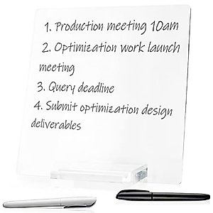 Acrylic Dry Erase Board for Desk - 11.5" x 8.75" Acrylic White Board Memo Tablet with Acrylic Base, 1 x White Marker, and 1 x Black Marker for Office, Home, and School