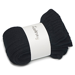 Leotruny Women's Winter Over Knee High Footless Socks Knit Leg Warmers (Black)