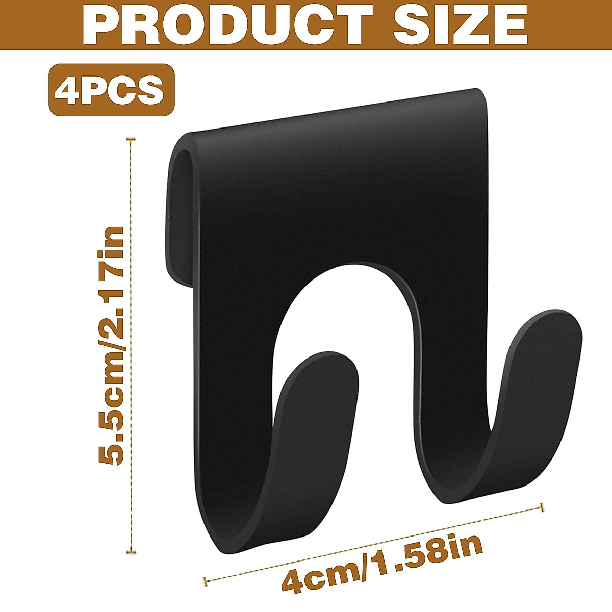 4Pcs Shower Caddy Hooks, Black Shower Hooks Razor Holder for Shower, Metal Shelf Basket Rack Hooks Shower Hanger Bathroom Hangers Organizers, Double Hook Shower Shelf Hooks for Loofah Sponge(Black)