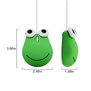 Sokelinn-six Wired Cute Mouse, USB Wired Mause for Kids with Lovely Cartoon Shaped, 1600PDI 3 Buttons Ergonomic Mini Mice for PC Laptop Desktop (Green Frog)