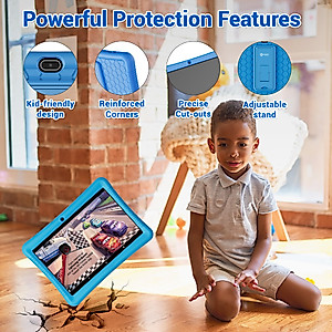 Kids Tablet, Contixo K102 10 Inch Kids Learning Tablet Bundle with $300 Disney E-Books, Kids Wireless Headphone and 10-inch Tablet Bag, with Kickstand and Stylus, Blue-Set