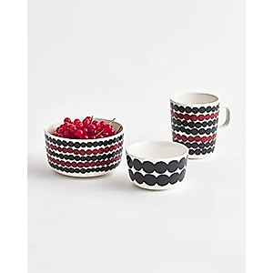 MARIMEKKO - Oiva Siirtolapuutarha Medium Bowl, Black/Maroon Räsymatto