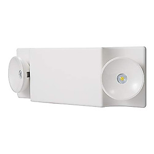 SURE-LITES White Emergency Lights, Two LED Light Heads - 25 Feet Egress Coverage, External Battery Disconnect, 120-277V, Indoor/Outdoor