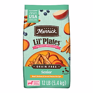 Merrick Lil’ Plates Premium Grain Free Senior Dry Dog Food For Small Dogs, Real Chicken, Sweet Potato Kibble - 12.0 lb. Bag