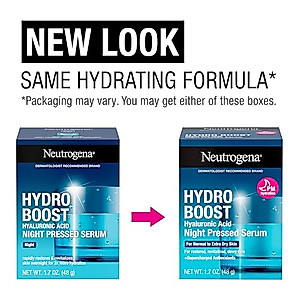 Neutrogena Hydro Boost Night Moisturizer for Face, Hyaluronic Acid Facial Serum for Dry Skin, Oil-Free and Non-Comedogenic, 1.7 oz