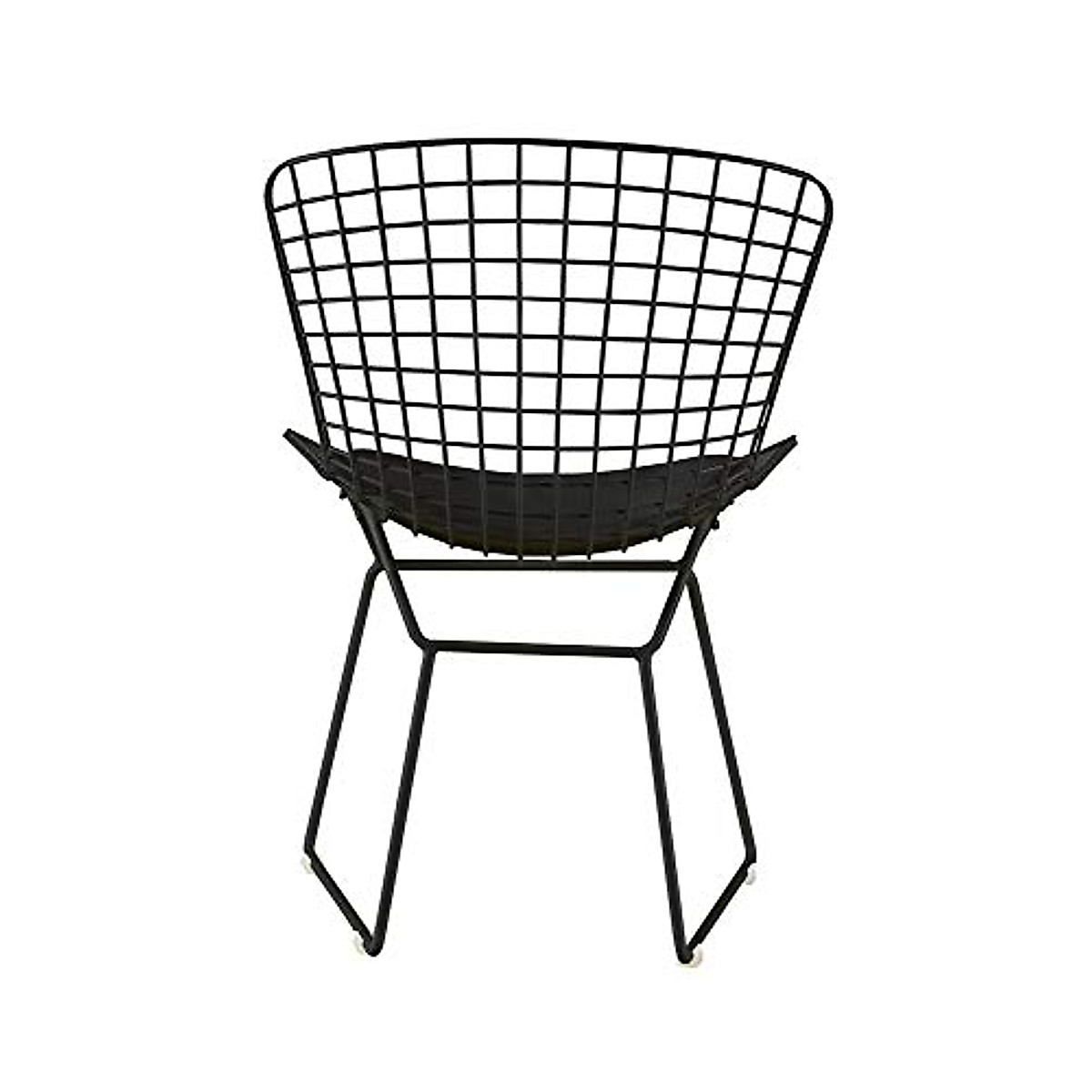 Elle Decor CHRHLYBLKM01 Holly Mid Century Modern Dining Side Chair with Geometric Grid Wire Design, Wide Curved Back, Faux Leather Seat Pad, Black