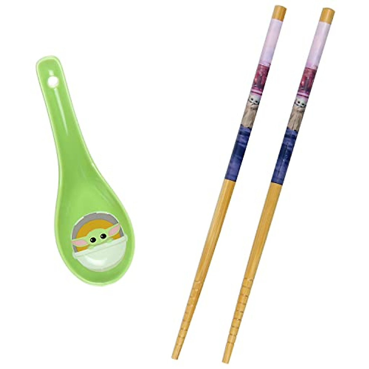 Star Wars The Mandalorian Grogu Baby Yoda Snack Time Ramen Noodle Bundle with Bowl, Spoon, And Chopsticks