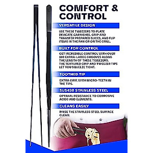 Dalstrong Professional Cooking Kitchen Tweezers - 12 inch - High-Precision Tweezer Tongs - Black Titanium Coating - BBQ, Plating, Multi-use - Stainless Steel - Culinary Fine Use - Kitchen Tongs