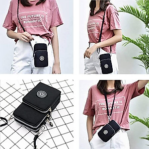 Sports Crossbody Cell Phone Purse Shoulder Wallet Case Armband Bag for iPhone 11 12 13 Pro Max 14 Plus SE XR XS X (Black)