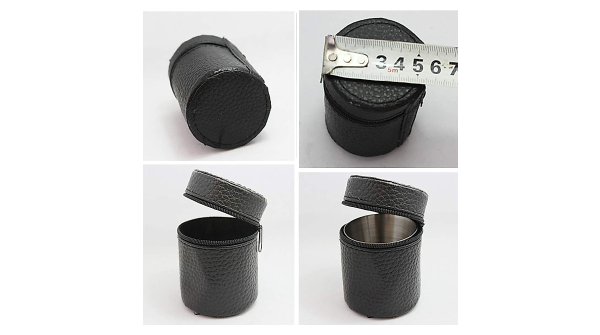 Stainless Steel Shot Cups with Leather Case - 4 Pack