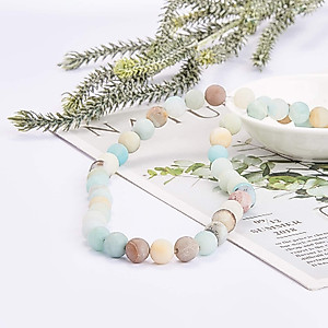 LiQunSweet 45 Pcs Natural Frosted Amazonite Semi-Precious Gemstones Stone Loose Ball Round Gems Beads Bulk for Jewellery Making DIY Material Supplies - 8mm