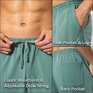 Pudolla Men's Cotton Yoga Sweatpants Athletic Lounge Pants Open Bottom Casual Jersey Pants for Men with Pockets (Green Small)