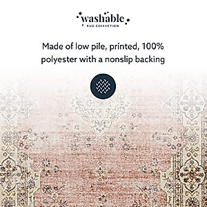 Linon The Anywhere Washable Rug Colton Pink/Ivory 5' X 7' Area Rug