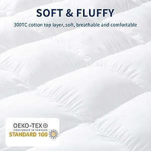 California King Mattress Pad Thick Mattress Topper Pillow Top Mattress Pad Cover Quilted Fitted Mattress Protector Cotton Bed Topper with 8-21 Inch Deep Pocket, White (72 * 84 Inches)