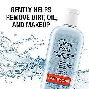 Neutrogena Clear Pore Oil-Eliminating Astringent with Salicylic Acid, Pore Clearing Treatment for Acne-Prone Skin, 8 fl. Oz (Pack of 6)