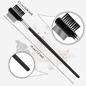 Mudder 6 Pieces Tear Stain Remover Comb Double-sided Dog Eye Comb Brush Double Head Grooming Comb Multipurpose Tool for Small Pet Cat Dogs Removing Crust and Mucus