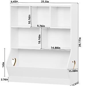Lerliuo Kids Storage Organizer, 3 Tier Children Bookcase and Bookshelf, Toddler 6 Cubby Cabinet, Wood Book Shelf for Playroom, Bedroom, Living Room, Nursery, School 39.17'' H (White)